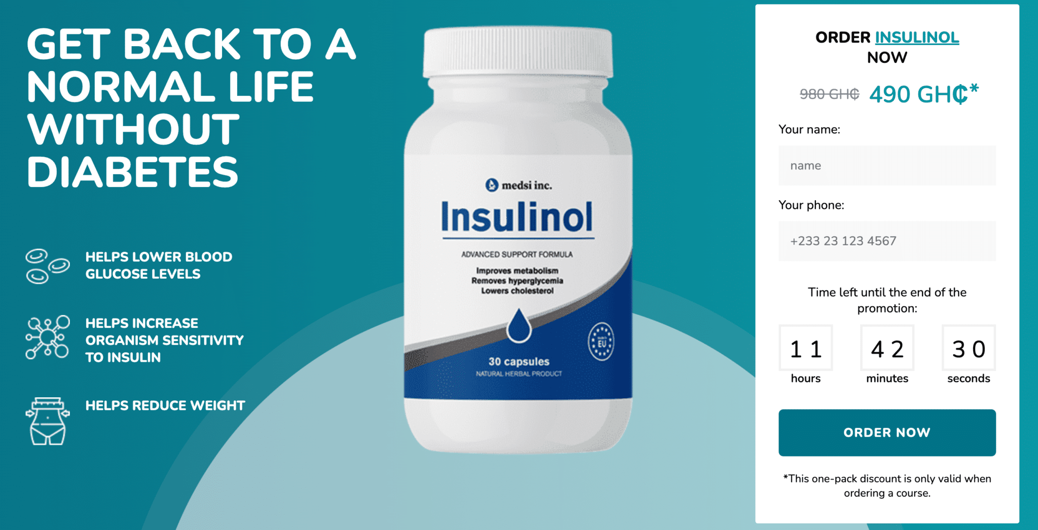 Insulinol : Capsule for Diabetes with natural ingredients-Ghana/Kenya